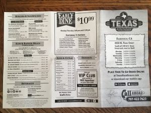 Texas Roadhouse Takeout Menu with Prices and Pictures 2025